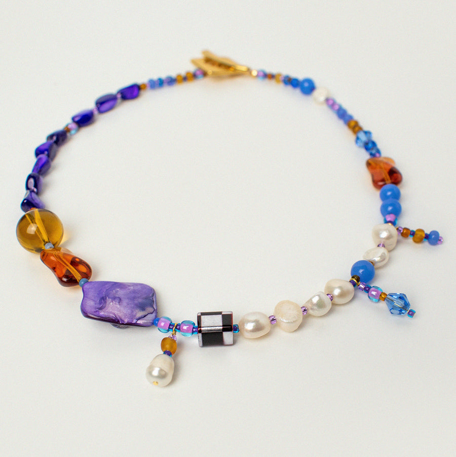 Simone Checkerboard Shell and Freshwater Pearl Necklace – BASTIAN KNTWR